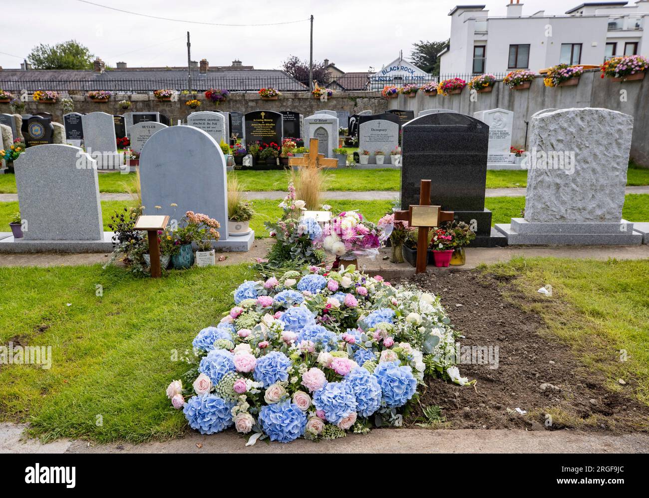 Flowers at the grave of Sinead O'Connor in The Garden section of ...