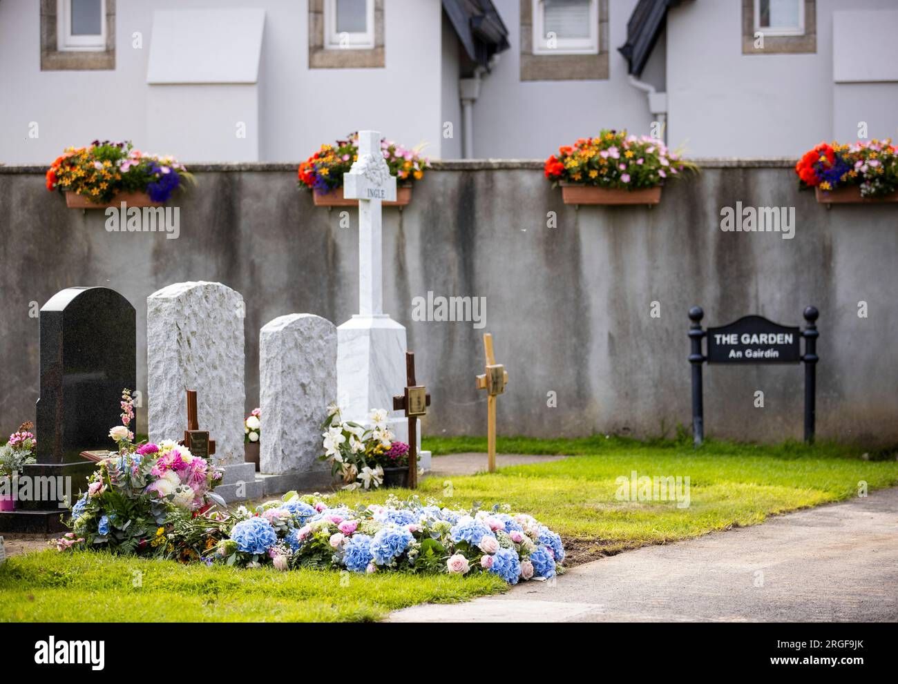 Flowers at the grave of Sinead O'Connor in The Garden section of ...