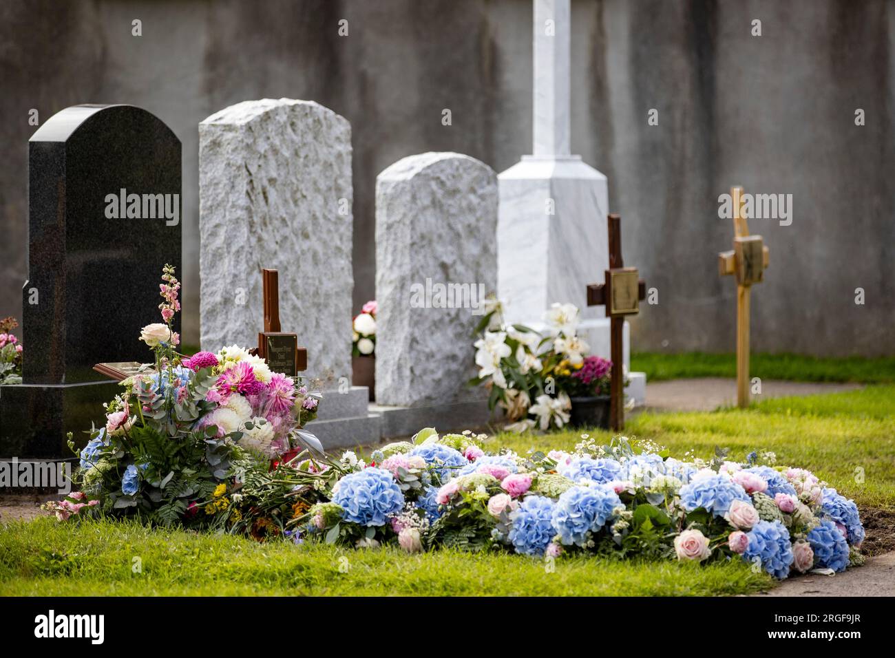 Flowers at the grave of Sinead O'Connor in The Garden section of ...