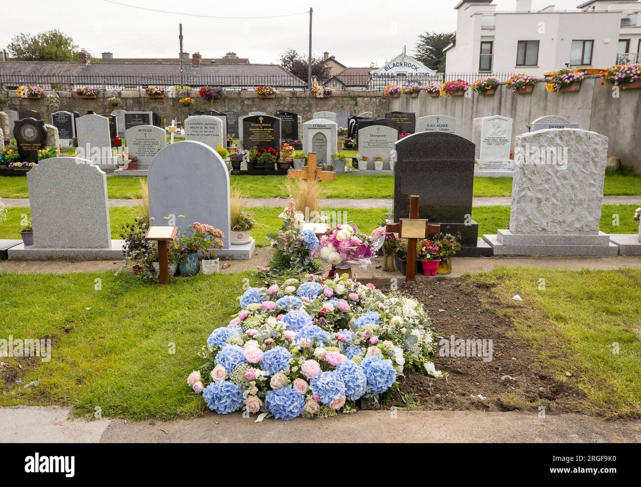 Flowers at the grave of Sinead O'Connor in The Garden section of ...
