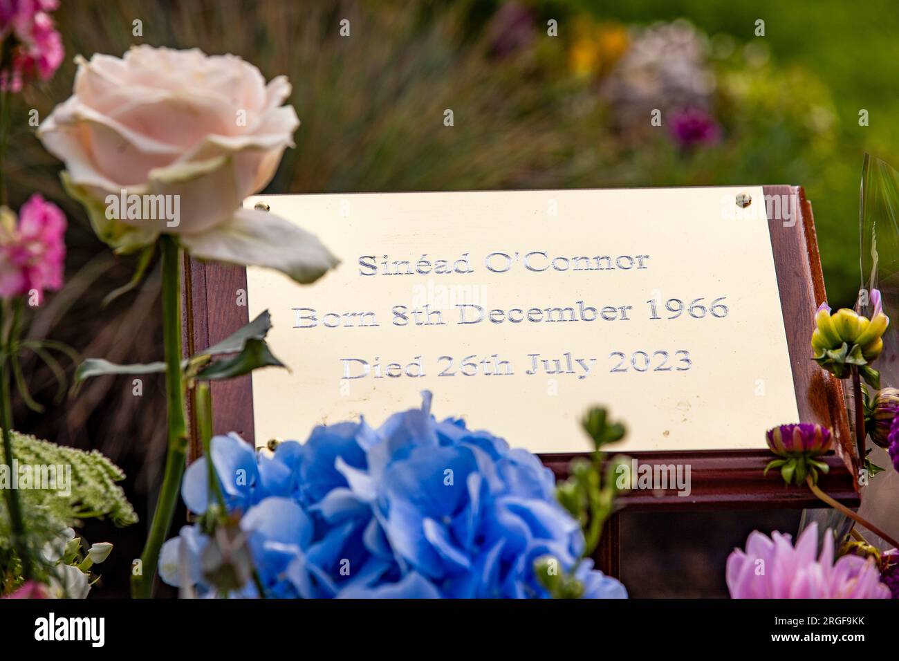 Flowers at the grave of Sinead O'Connor in The Garden section of ...