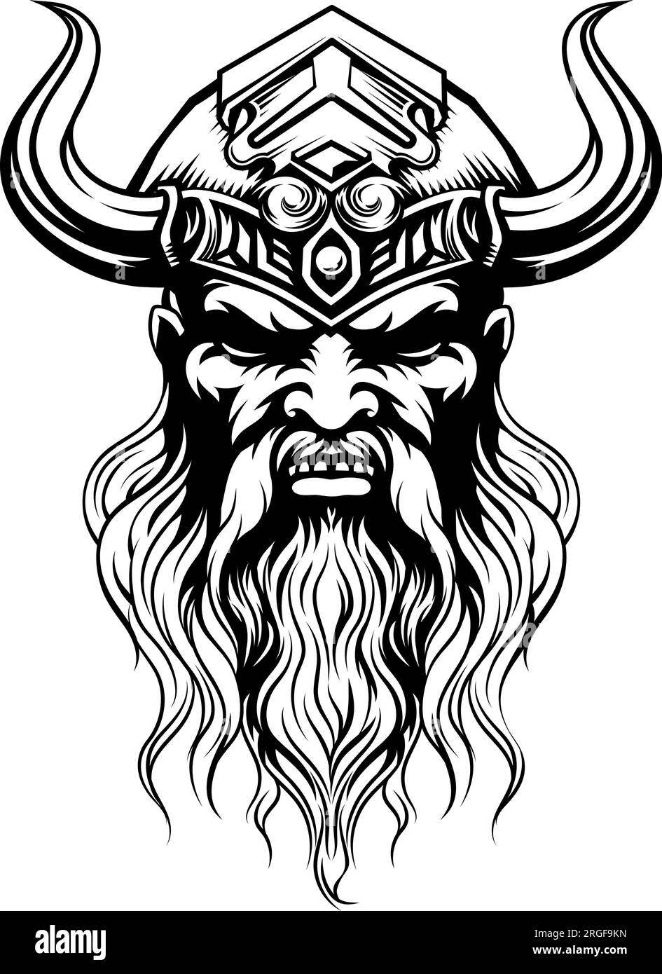 Viking Warrior Man Strong Mascot Face in Helmet Stock Vector Image ...
