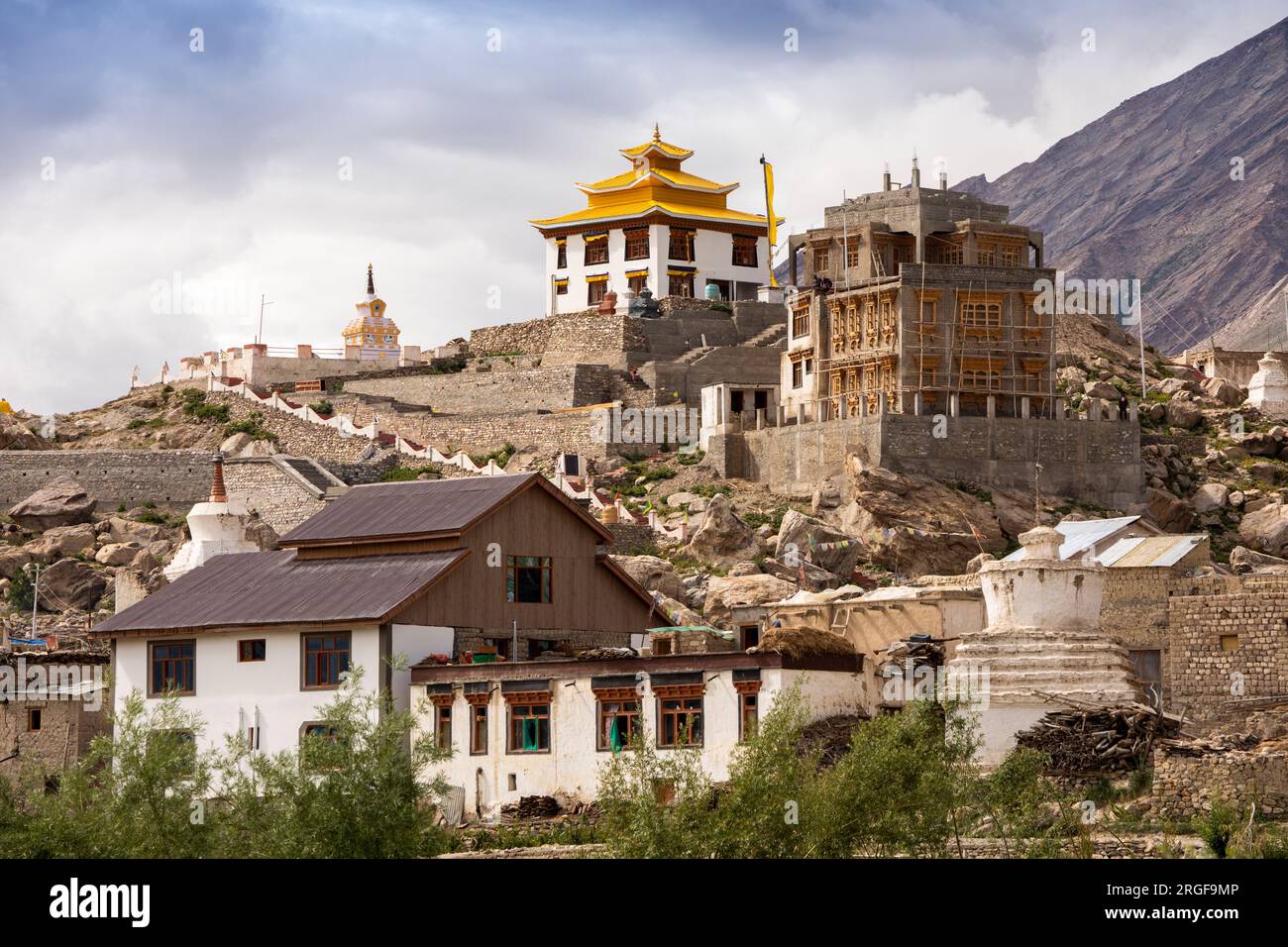 India, Ladakh, Zanskar, Padum Khar, old palace on hilltop Stock Photo ...