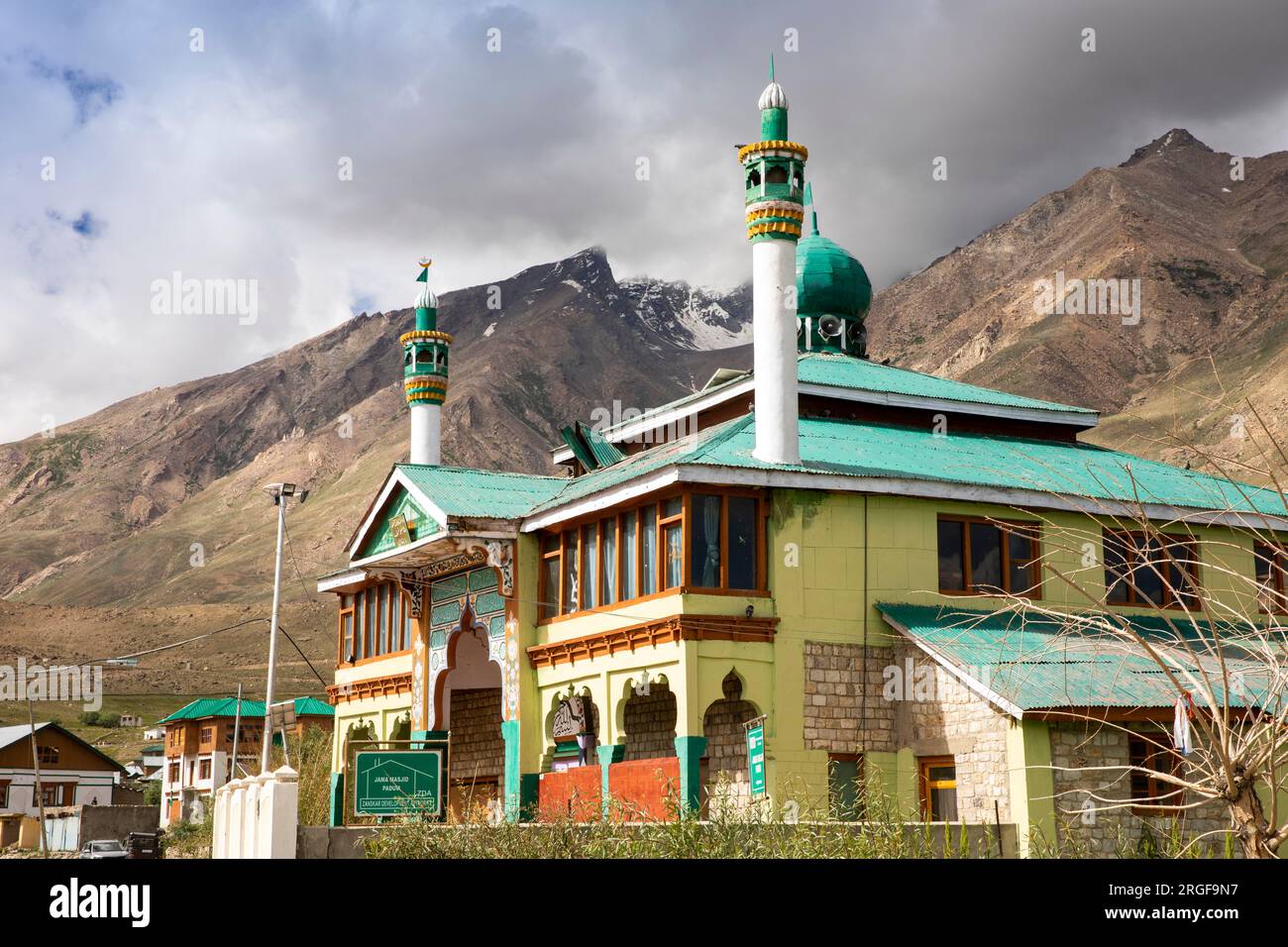 India, Ladakh, Zanskar, Padum, Jami Masjid, modern mosque Stock Photo ...