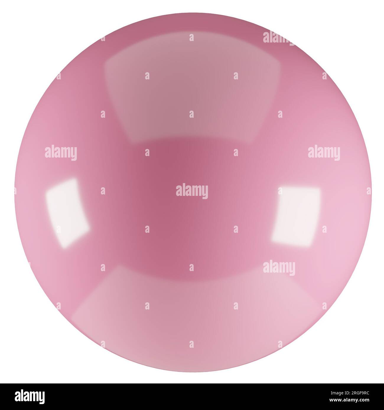 Inflated glossy pink bubble illustration. 3D render of latex ball with ...