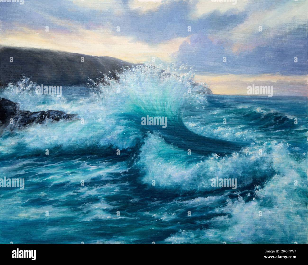 Original oil painting of ocean and waves on canvas.Modern Impressionism ...