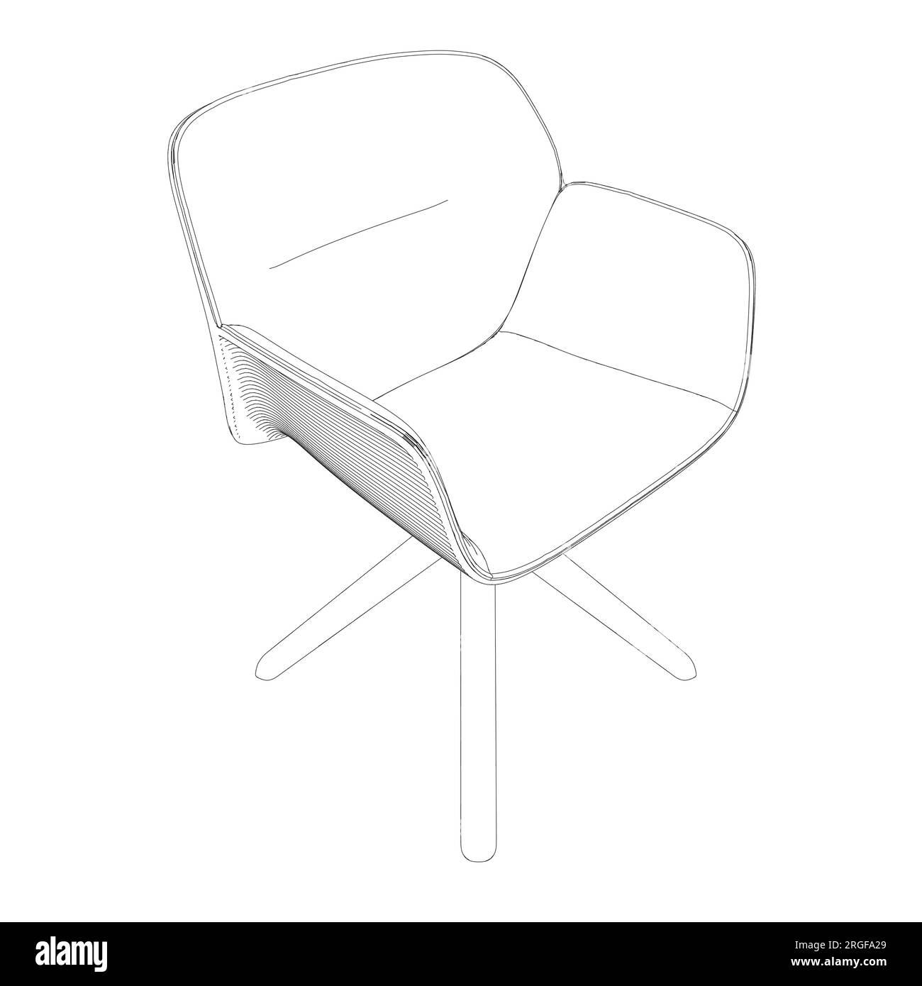 Vector contour image of a chair in black and white. Vector armchair ...