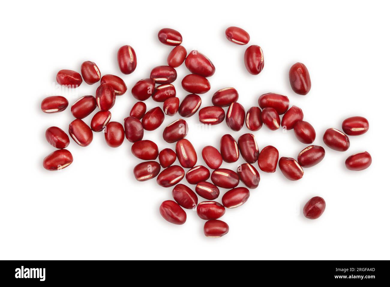 Red adzuki beans isolated on white background. Top view. Flat lay Stock ...