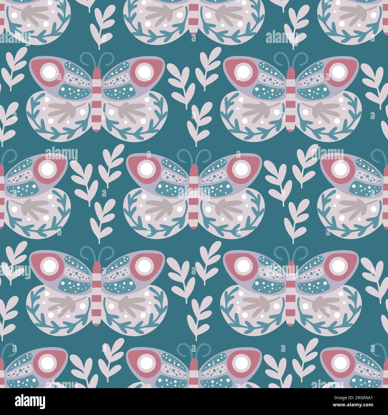 Ethnic seamless pattern with butterflies and herbs. Boho background ...