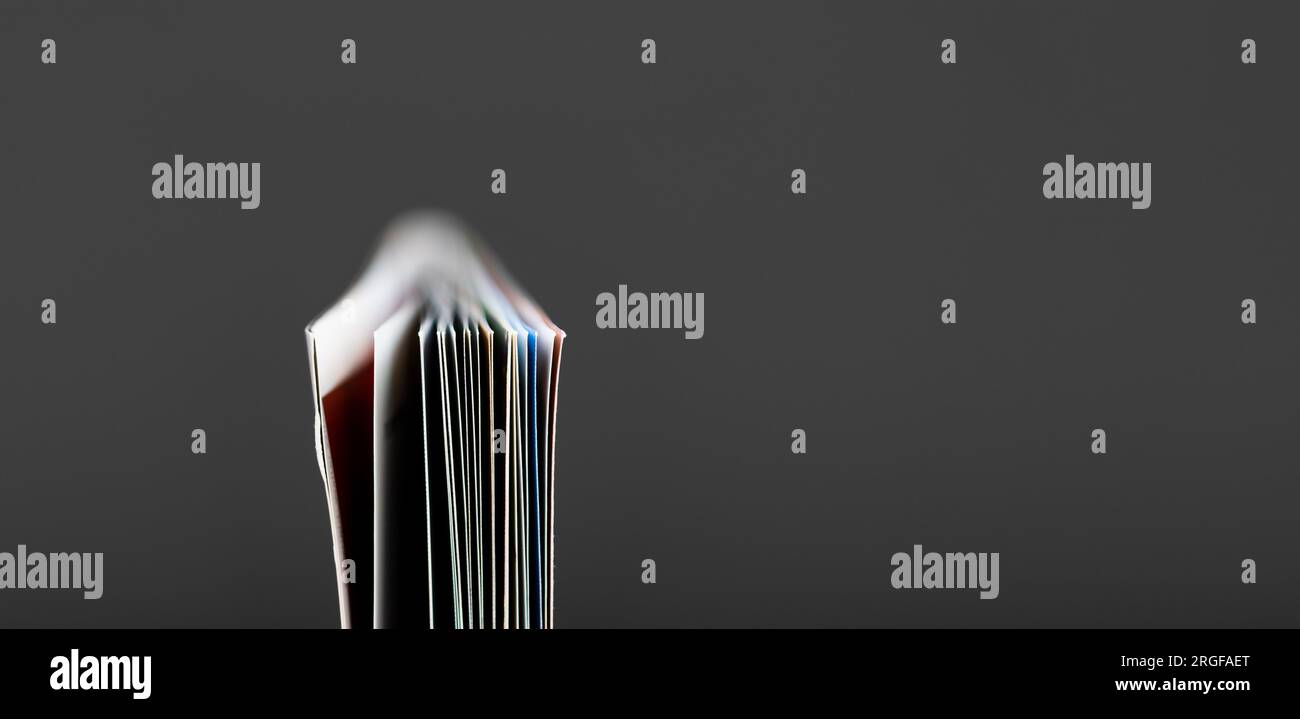 Open magazine pages close up. Shallow depth of focus and copy space ...