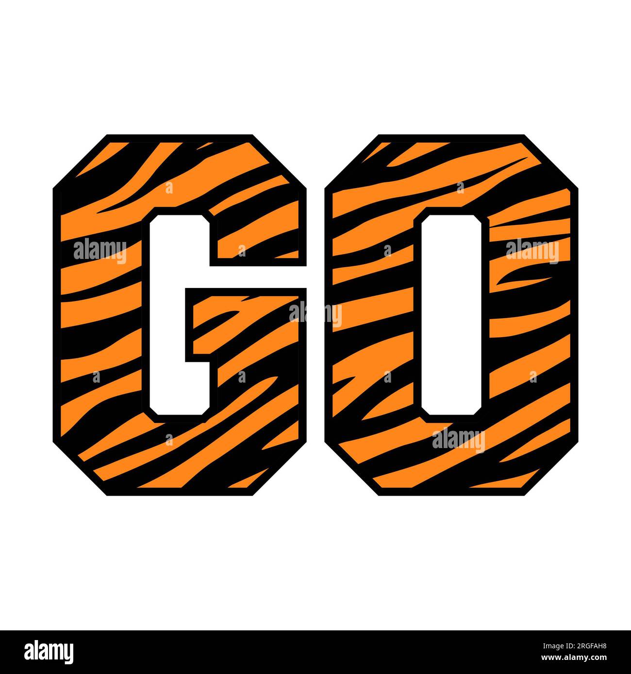 Go word with tiger stripes on white background. Isolated illustration ...