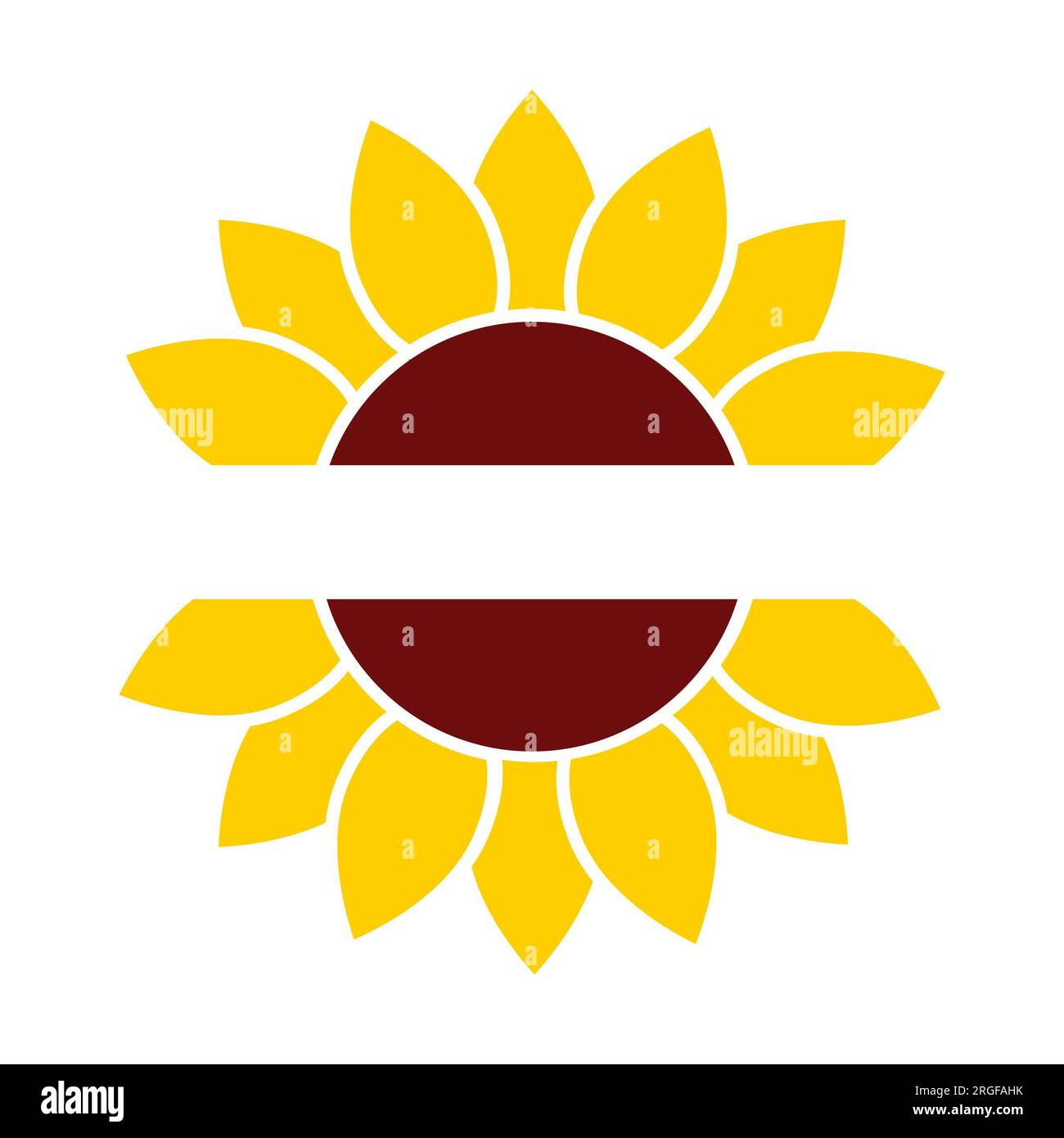 Sunflower split name monogram on white background. Isolated ...