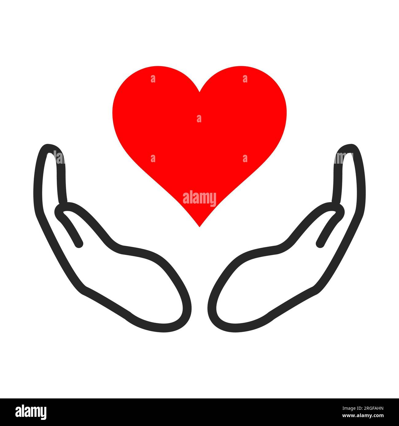 Red heart with open hands on white background. Isolated illustration ...