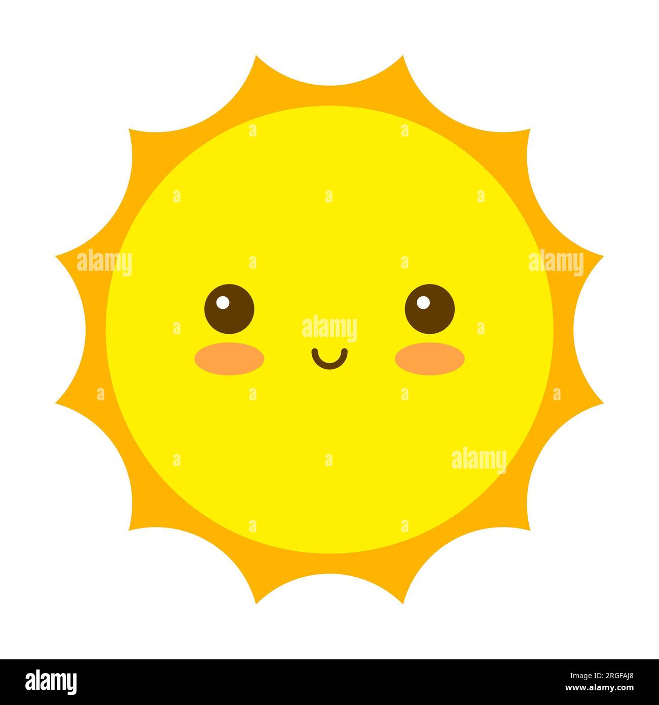 Cute happy sun with smiling face on white background. Isolated ...