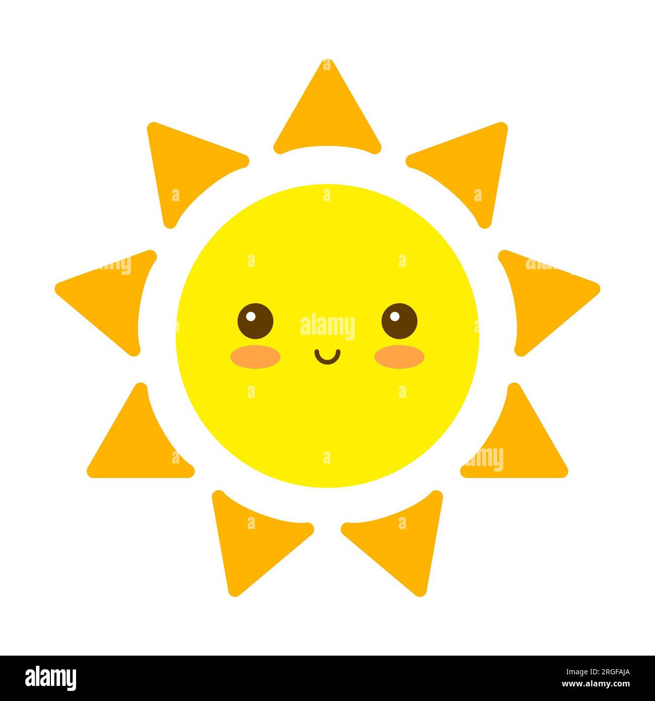 Cute happy sun with smiling face on white background. Isolated ...