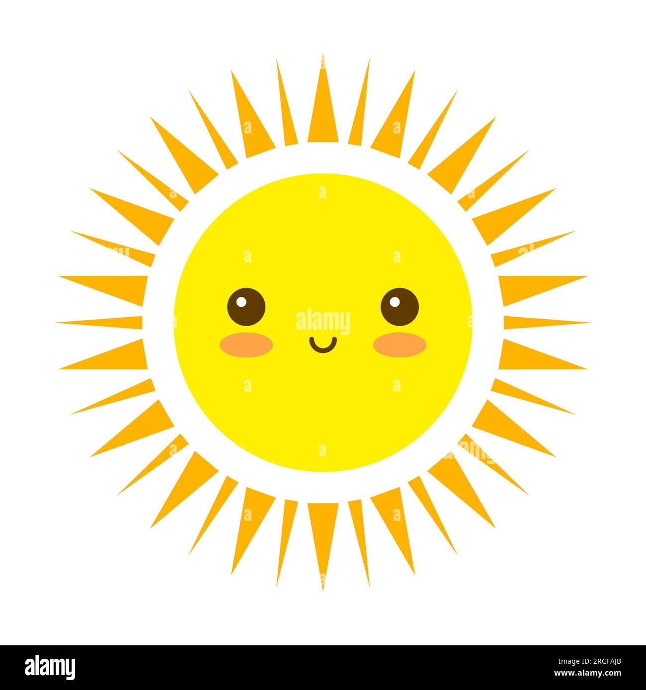 Cute happy sun with smiling face on white background. Isolated ...