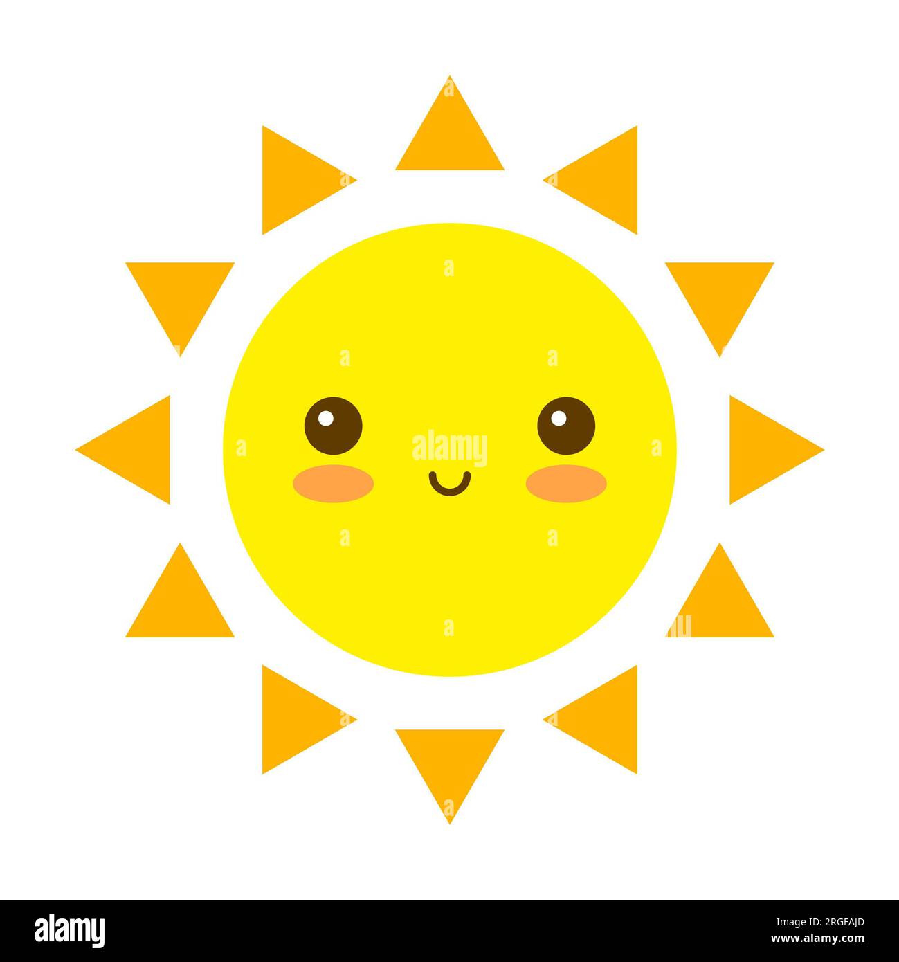 Cute happy sun with smiling face on white background. Isolated ...