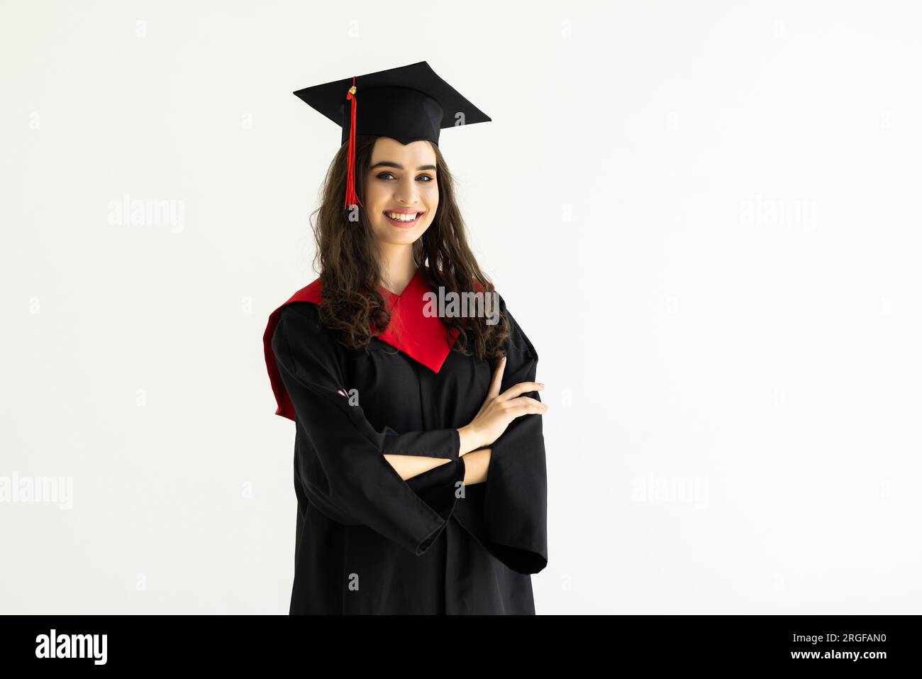 Full isolated studio picture from a young graduation woman Stock Photo ...