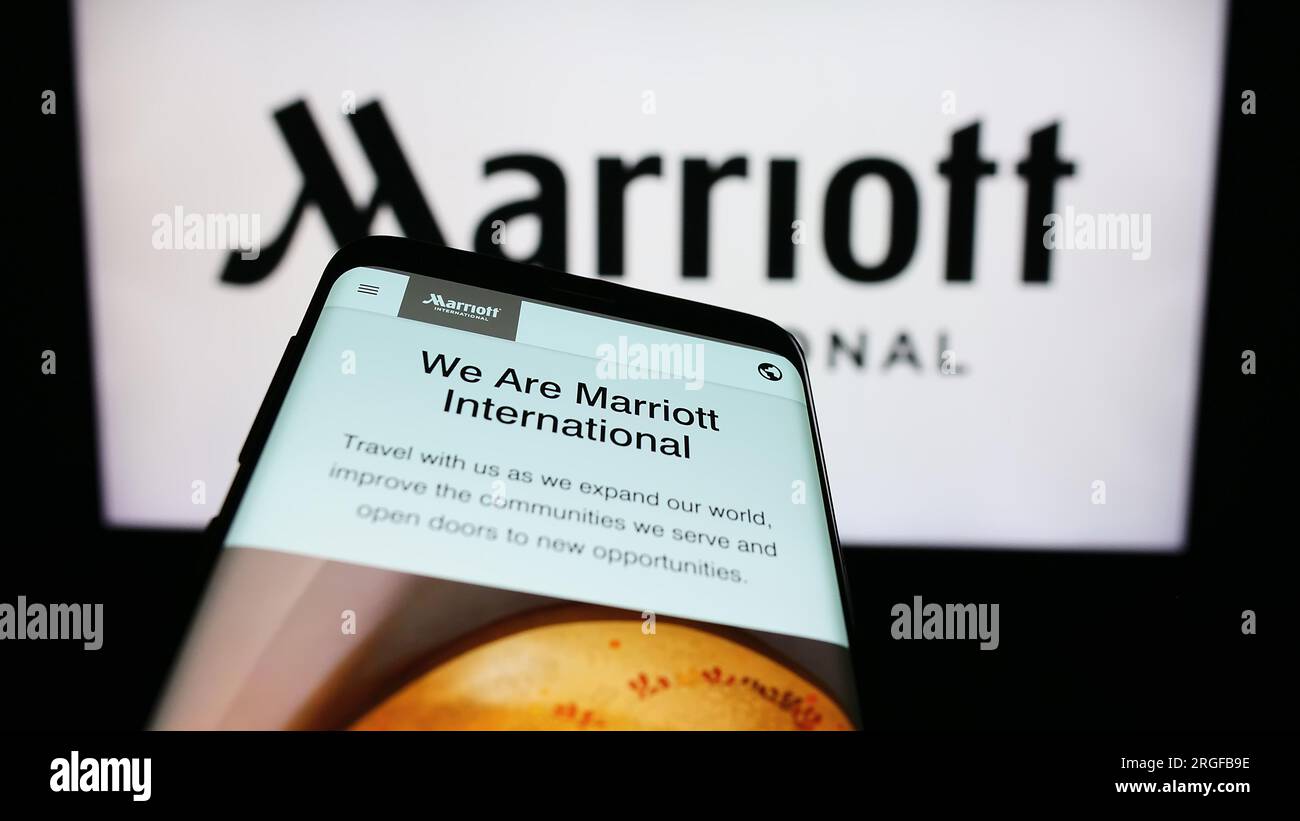 Smartphone with website of US hotel company Marriott International Inc ...