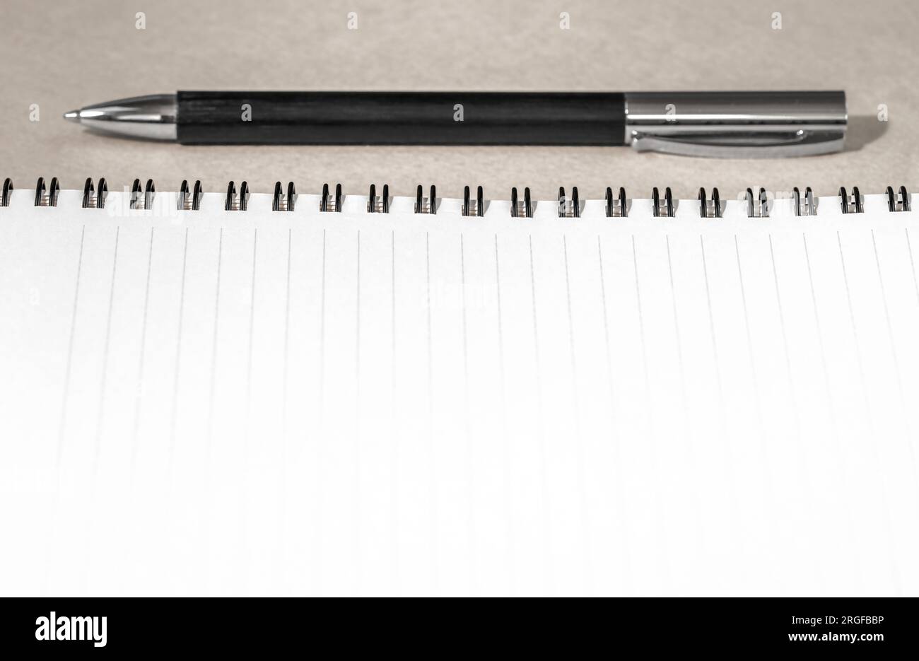 Empty Notepad with pen. Opened spiral notebook Stock Photo - Alamy