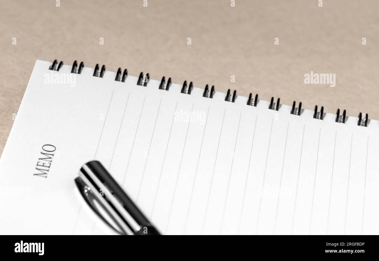 Empty Opened Notepad with Pen. Reminder Concept Stock Photo - Alamy