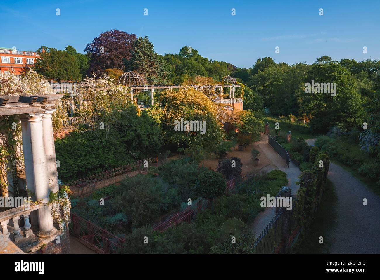 High angle view of beautiful scenery at The Hill Garden and Pergola ...