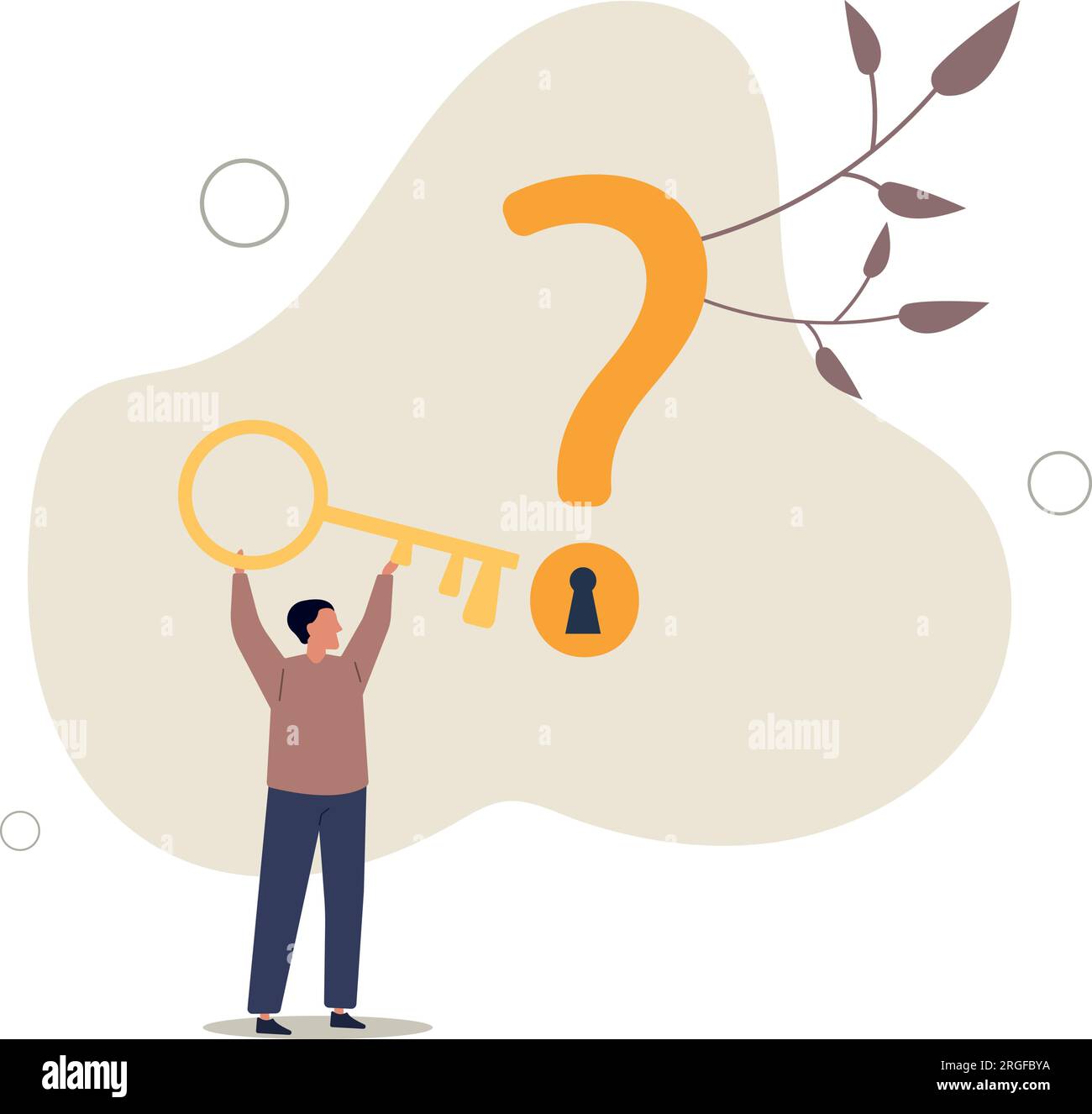 Man key unlock question mark Cut Out Stock Images & Pictures - Alamy