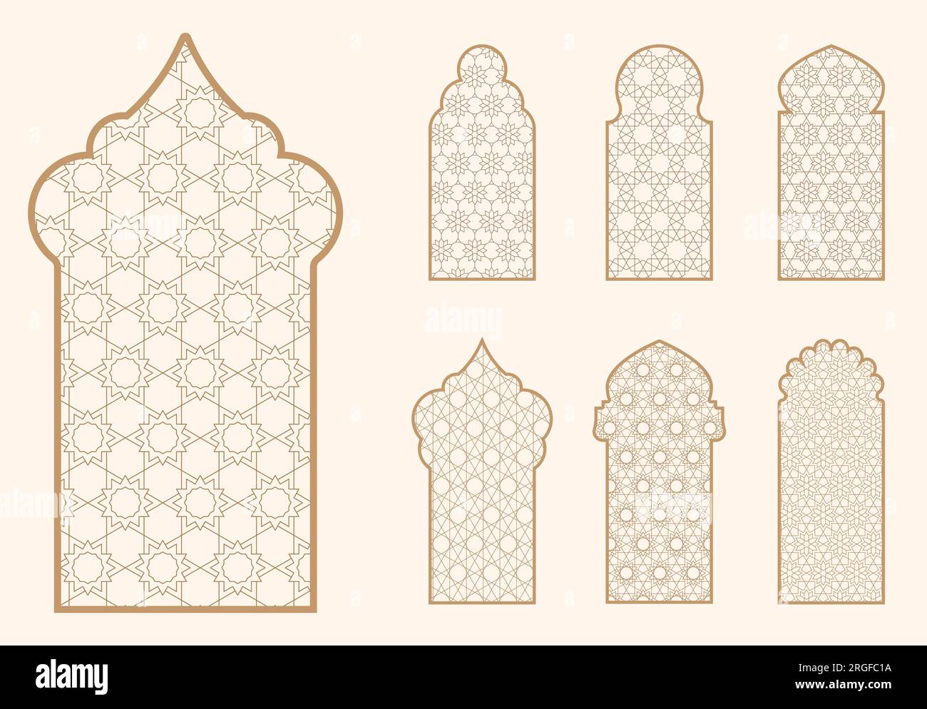 Islamic window shape with mashrabiya pattern. Arabic door frame ...