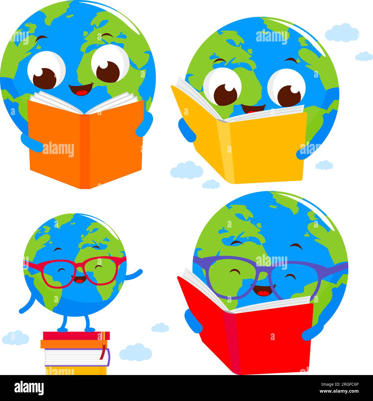 Planet Earth Reading A Book World Book Day Vector Illustration Stock Vector Image And Art Alamy