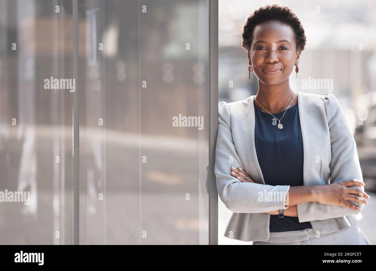 Balcony, proud and portrait of black woman accountant confident and ...