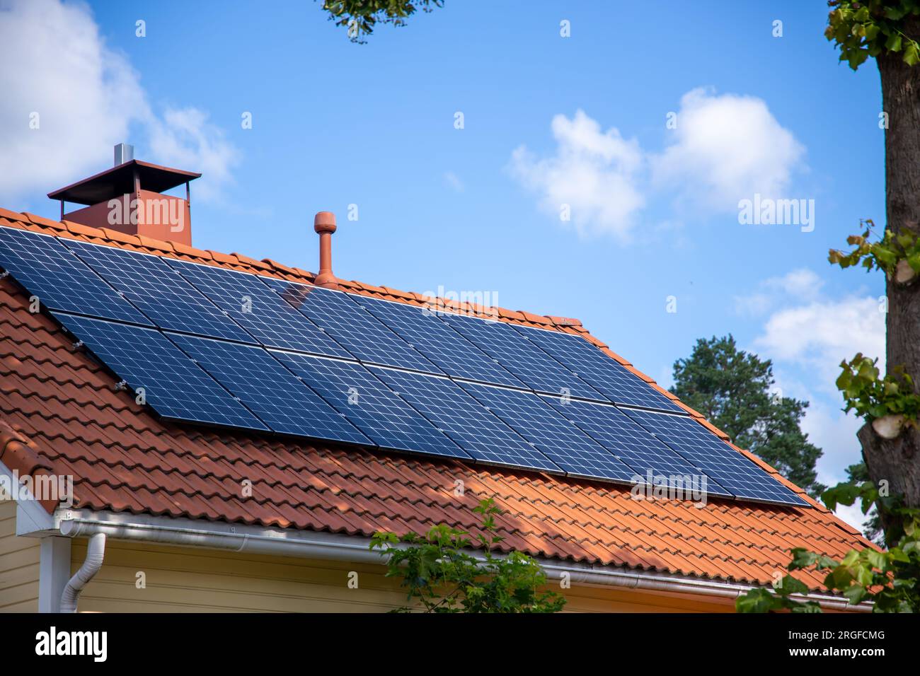 Solar panels on a rooftop of a house Stock Photo - Alamy