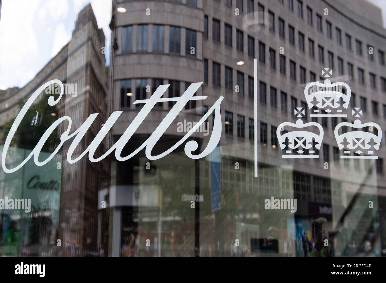 A general view of Coutts bank's sign at its London branch at The Strand ...