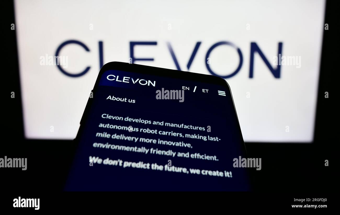 Mobile phone with website of Estionian autonomous vehicle company ...