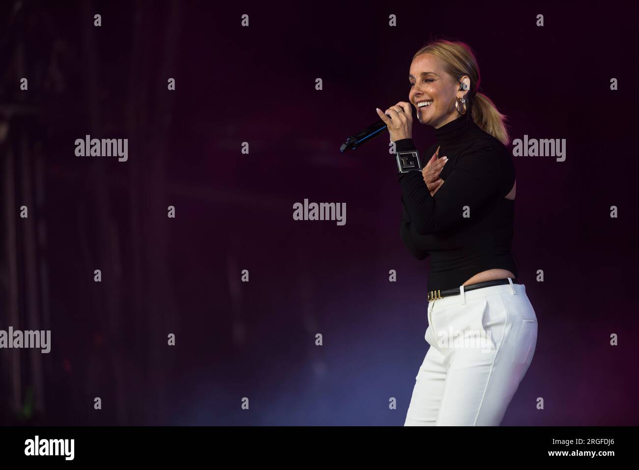 Brighton Pride, UK, 6th August 2023. Louise performs during Sunday of ...
