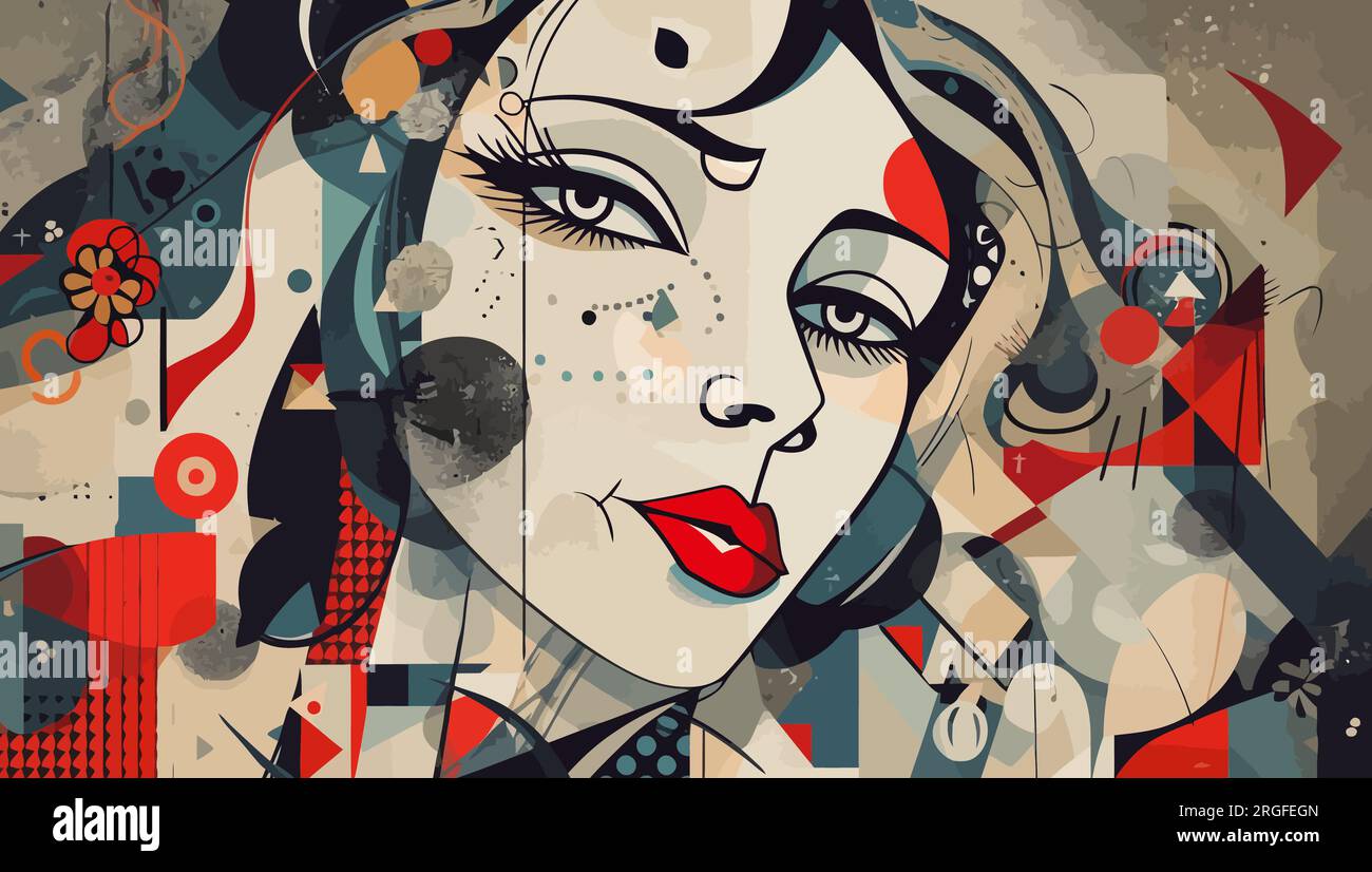 Women Face In The Style Of Picasso Cubism Woman Abstract Background