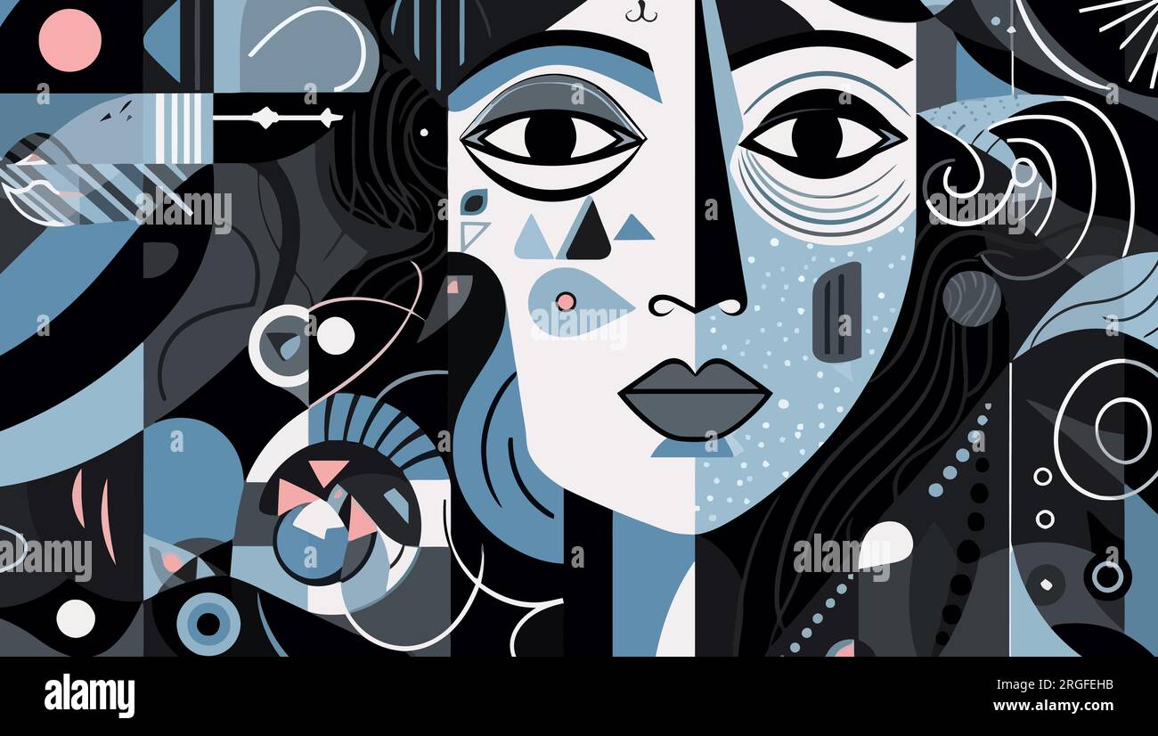 Women Face In The Style Of Picasso Cubism Woman Abstract Background