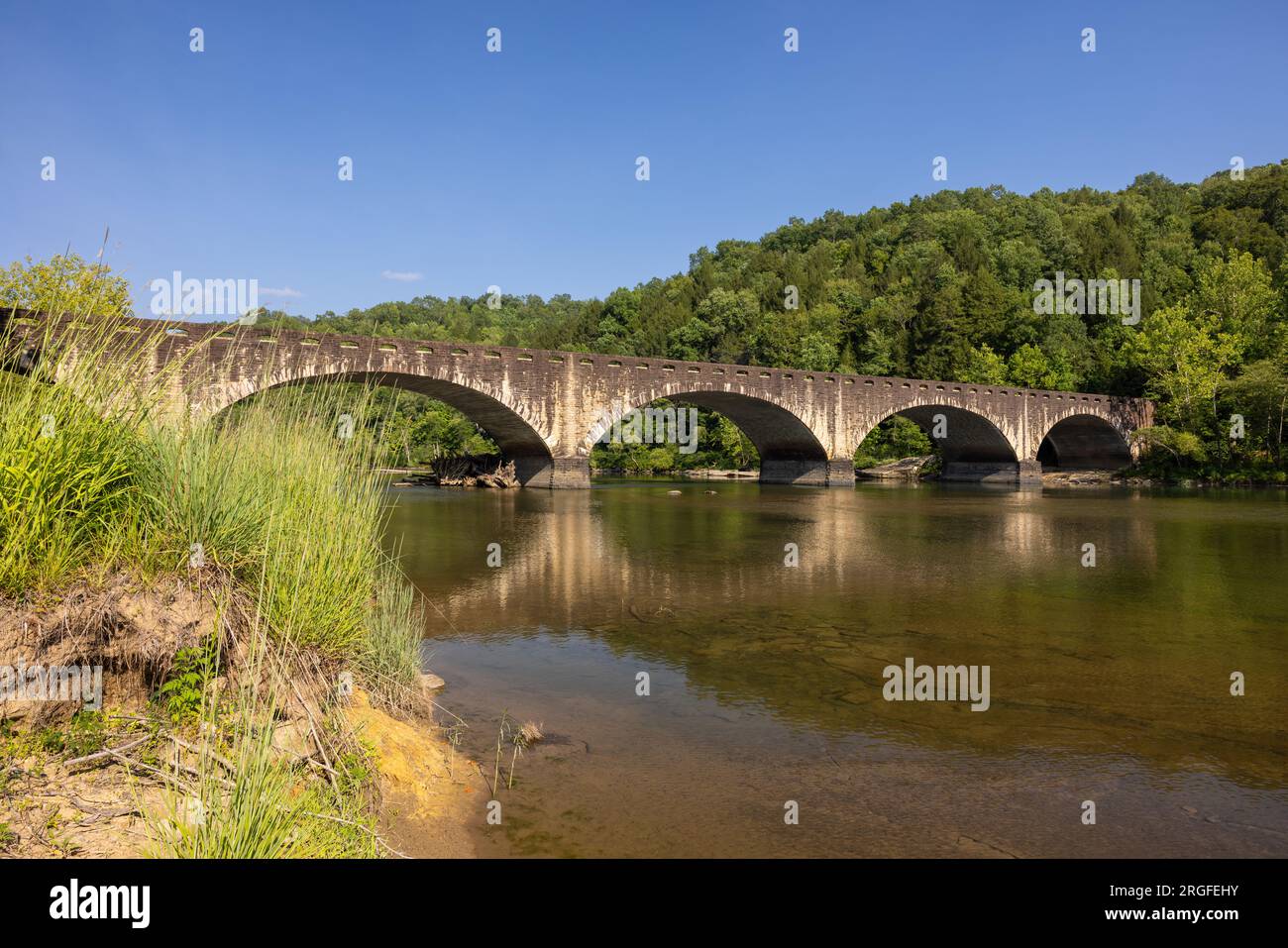 Gatliff Bridge - A bridge with arches crossing the Cumberland River ...