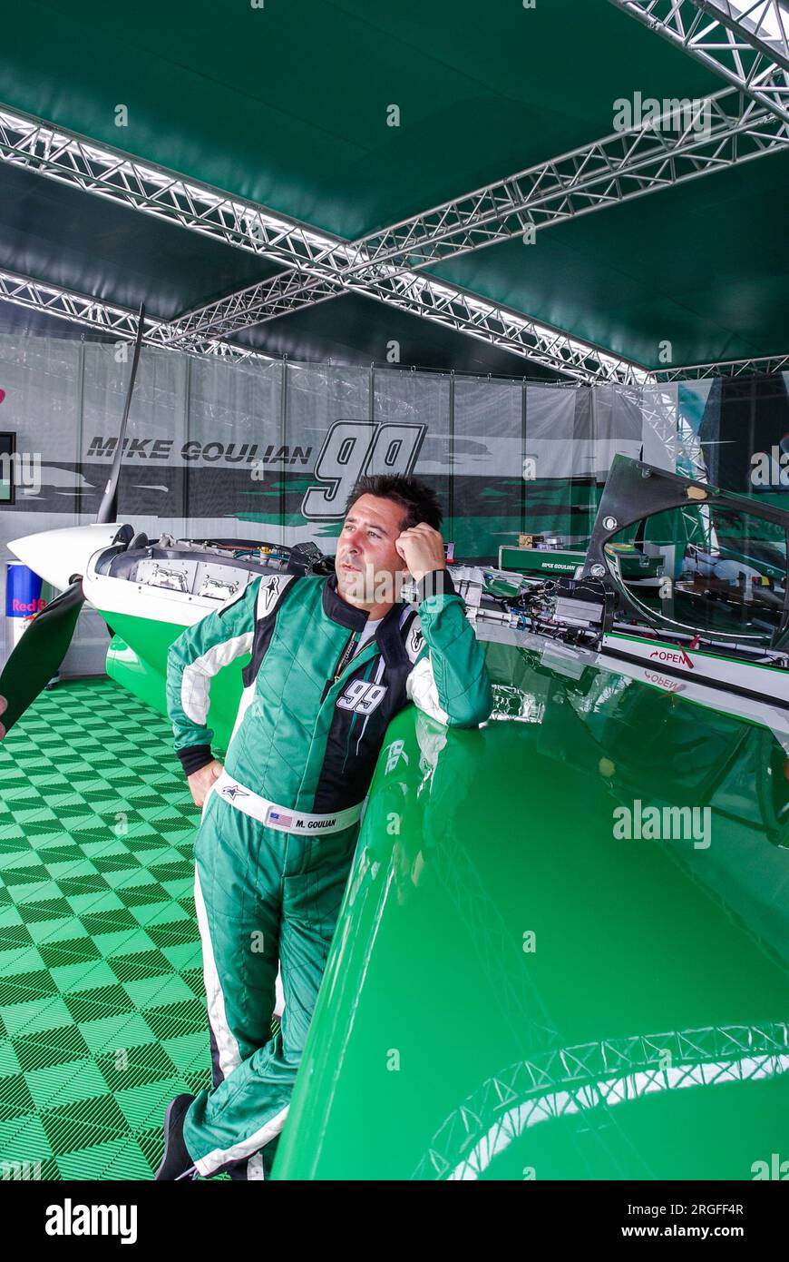 Michael Goulian, pilot taking part in the 2008 Red Bull Air Race in ...