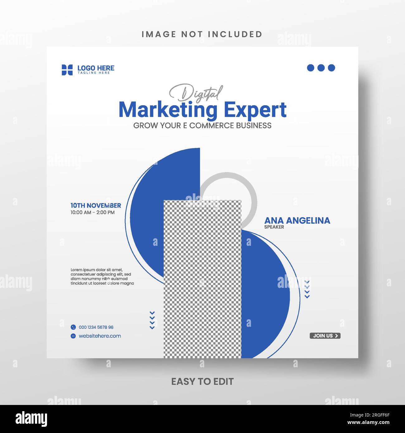 Digital Marketing Social Media Post Template. 3D illustration Stock ...