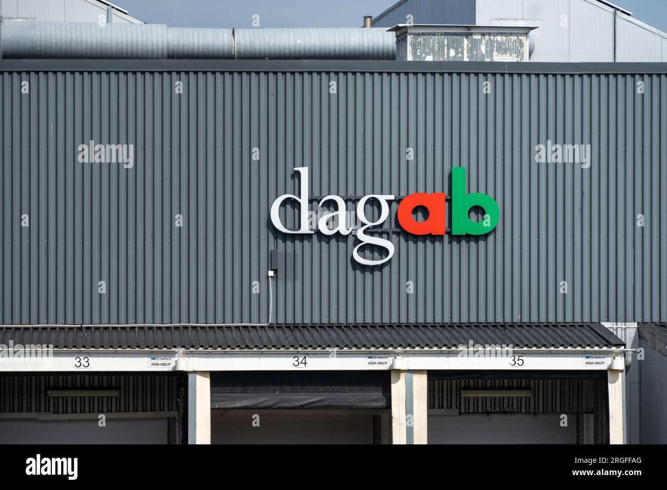 Gothenburg, Sweden - June 25 2022: Logo of Dagab on the wall of a ...