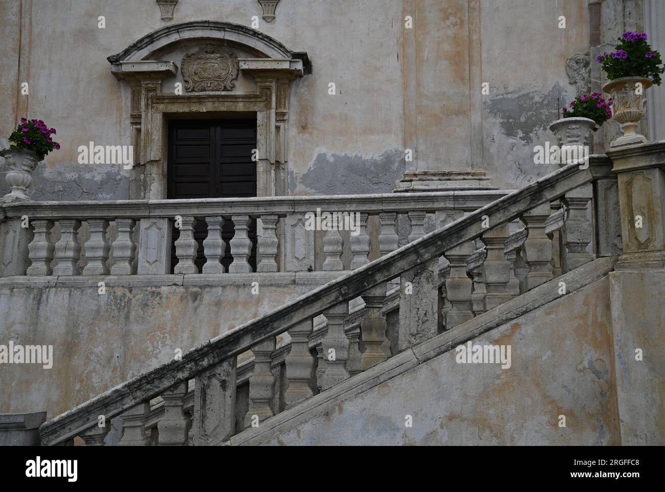 Antique marble stairway with a balustrade of the Baroque style Chiesa ...