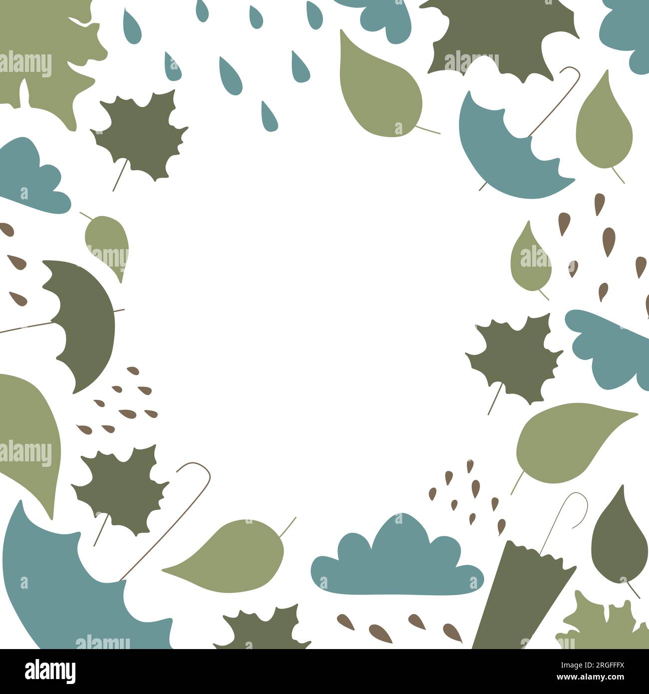 Rainy Frame with Space for text. Vector flat illustration with Rain ...