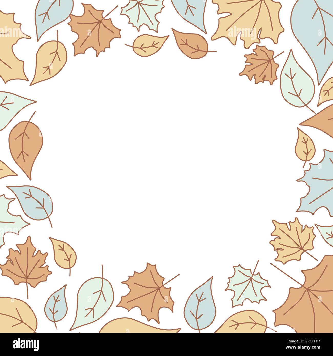 Square botany Linear Frame with Copy space. Vector foliage border ...