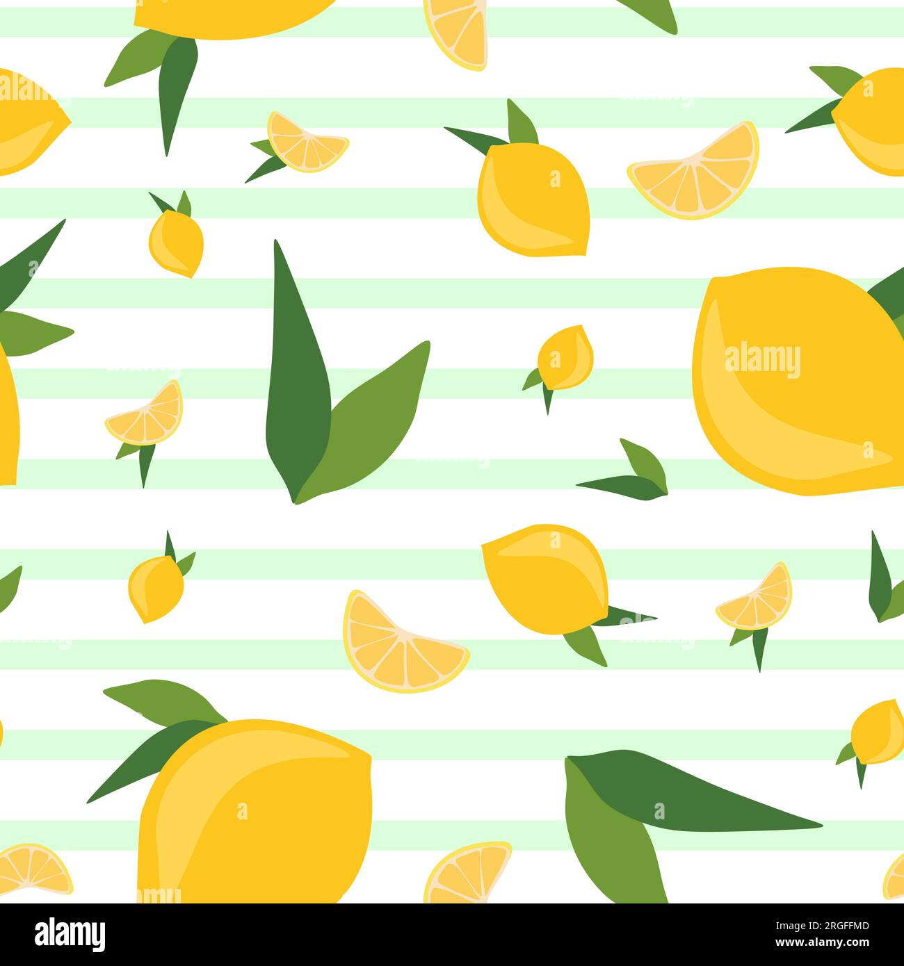 Seamless flat lemon pattern. Citrus fruit and mint stripes. Vector ...