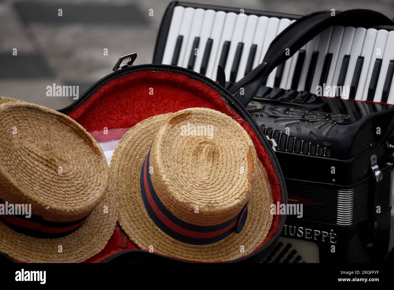 Authentic DelMonico Italian boater straw hat and a classic Stradella ...