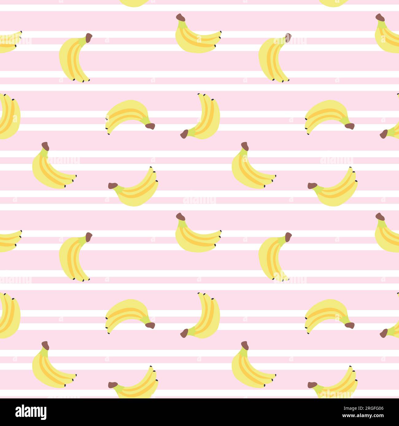 Seamless banana with pink stripes pattern. Flat style fruit vector ...