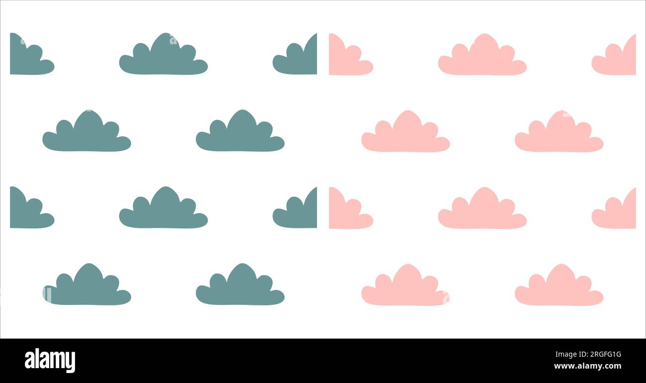 Cloud vector seamless pattern set. Colorclouds on white background ...