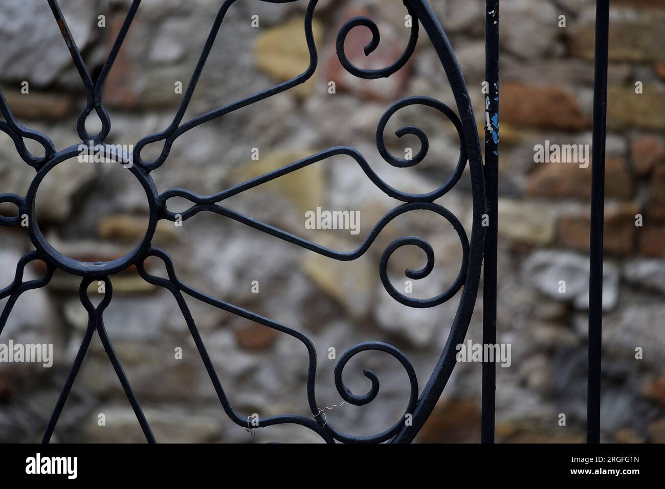 Antique handcrafted wrought iron entrance gate railing on Via Bastione ...