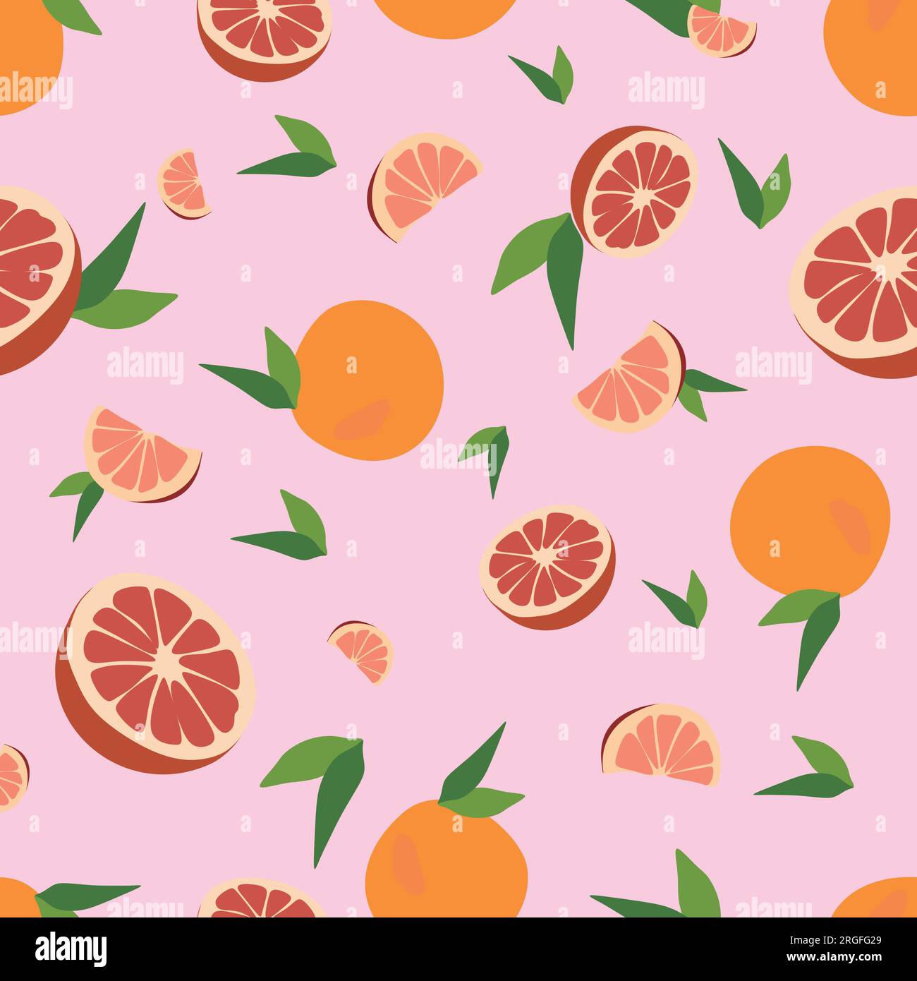 Seamless Vector grapefruit pattern. Summer flat background. Tropical ...