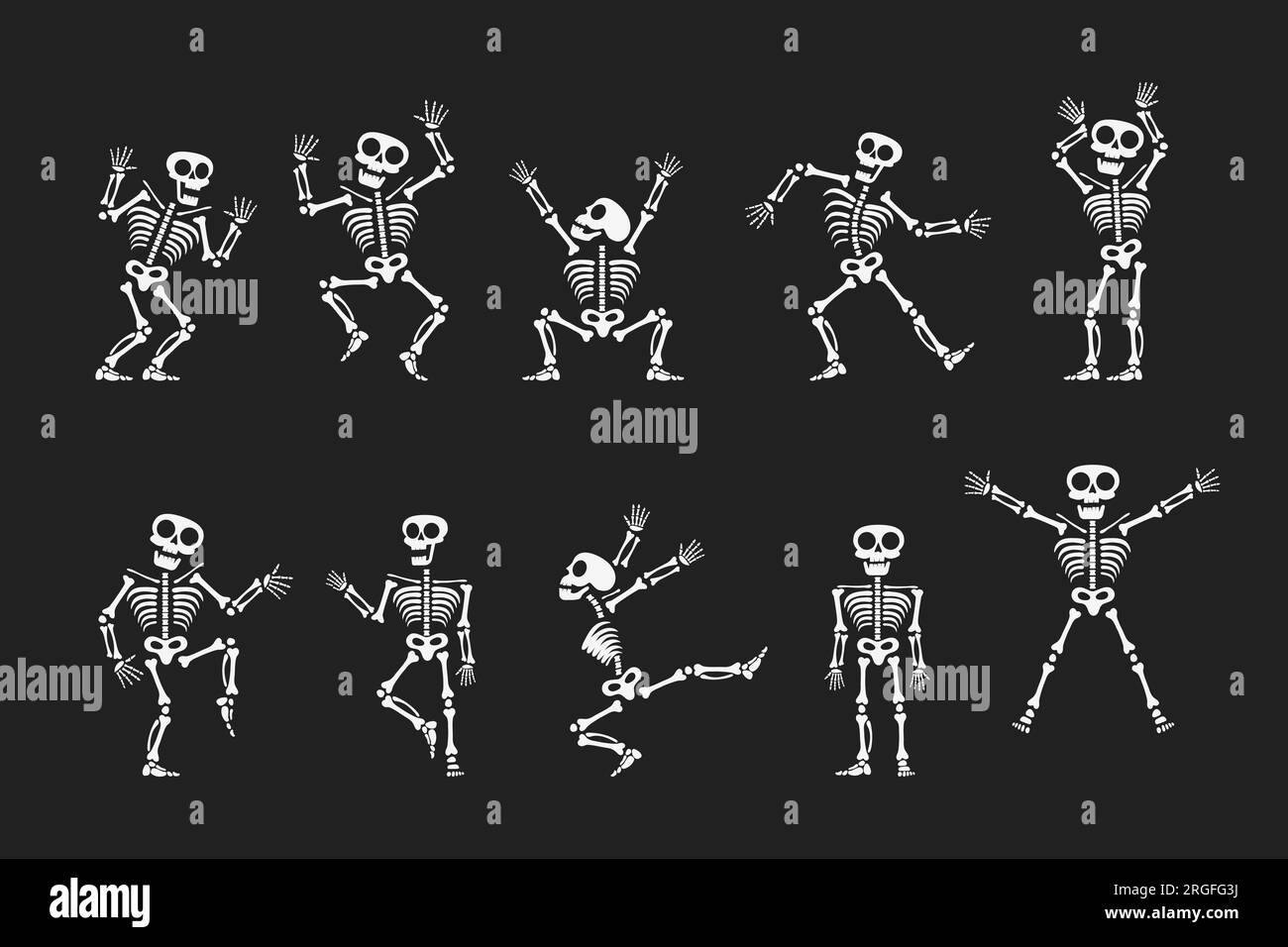 Skeletons dancing with different positions flat style design vector ...